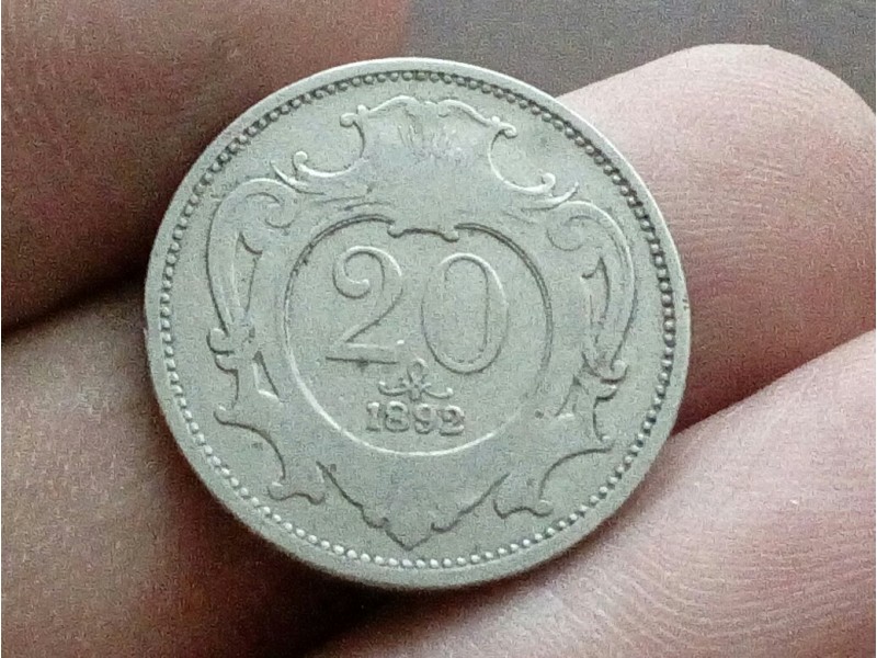 Austrija, 20 helera 1892, RETKO