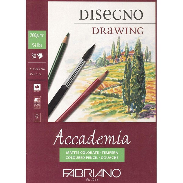 Fabriano FABRIANO ACCADEMIA DISEGNO A3 BLOK 200g 30L 29.7x42 BORDO 412