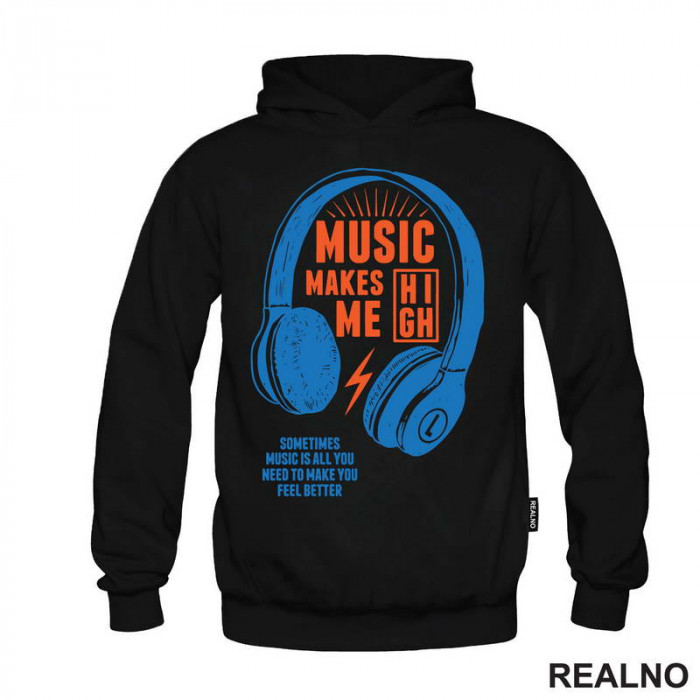 MUSIC MAKES ME HIGH - BLUE HEADPHONES - MUZIKA - DUKS