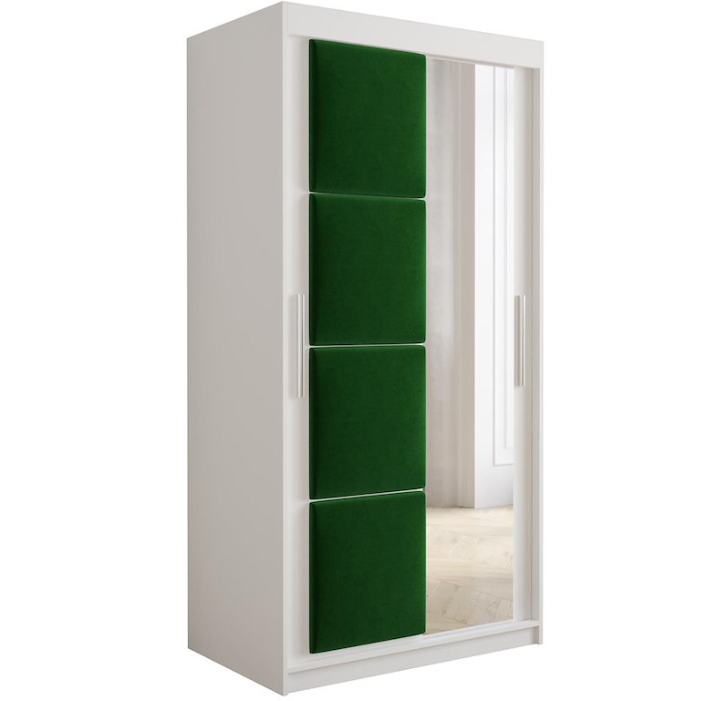 Tapi ormar 2 vrata/ogledalo 100x62x200 bela/zelena