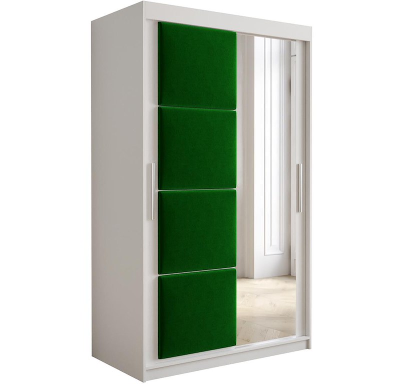 Tapi ormar 2 vrata/ogledalo 120x62x200 bela/zelena