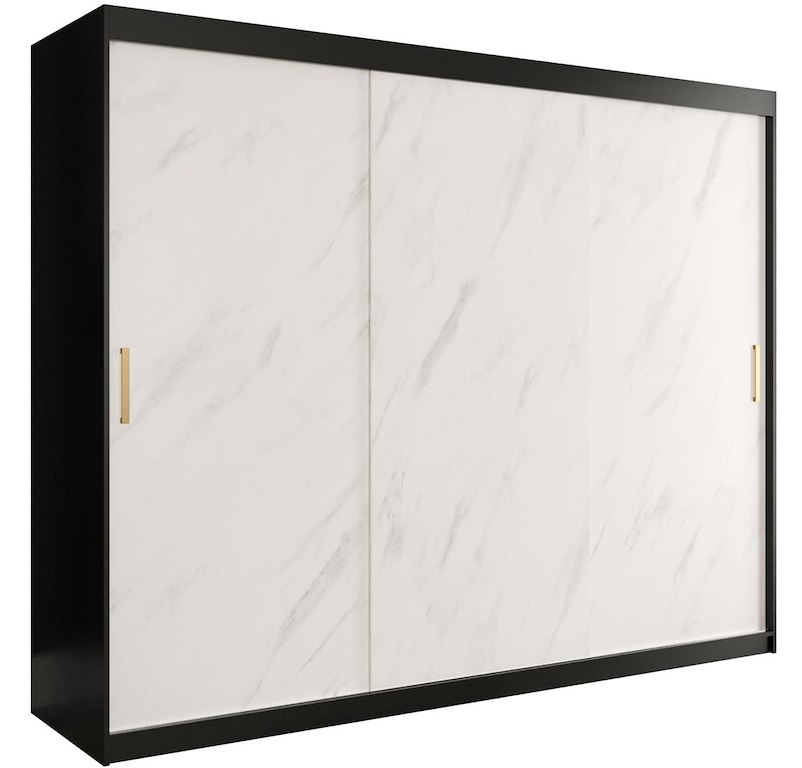 Marble ormar 3 vrata 250x62x200 crno/beli