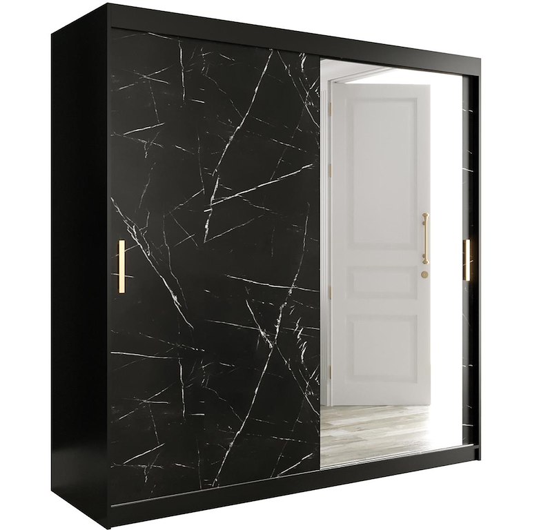 Marble ormar 2 vrata/ogledalo 200x62x200 crni