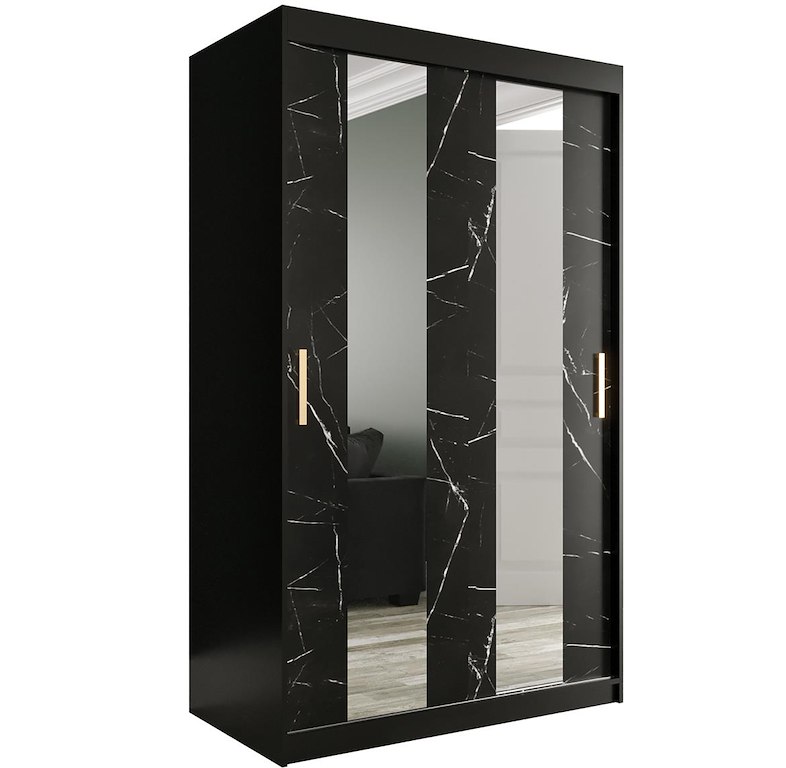 Marble ormar 2 vrata/ogledalo 120x62x200 crni