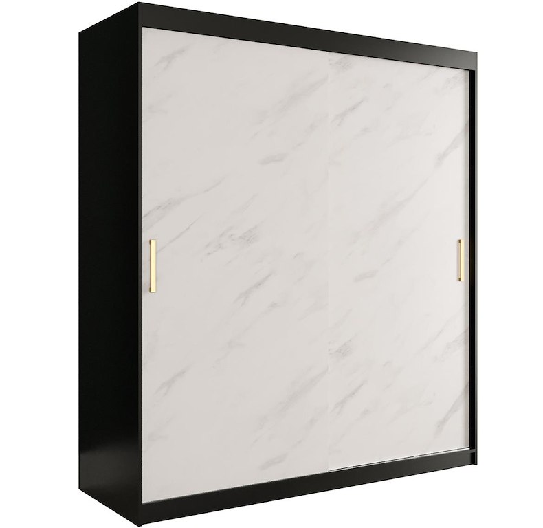 Marble ormar 2 vrata 180x62x200 crno/beli