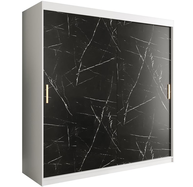 Marble ormar 2 vrata 200x62x200 belo/crni