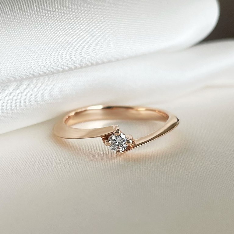 Verenički prsten od roze zlata sa brilijantom 0.10 ct Vs-Gh