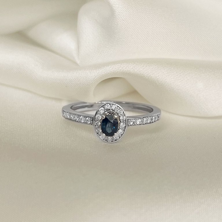 Verenički prsten sa safirom 0.16 ct i dijamantima 0.187 ct Vs-Gh