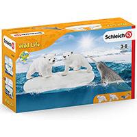 Schleich figurice Divlje životinje - Beli medvedi i narval - Polarna igraonica 42531