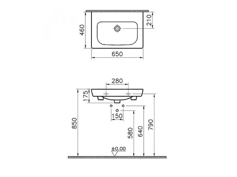 VITRA LAVABO S20 65X45 5522B003-0001