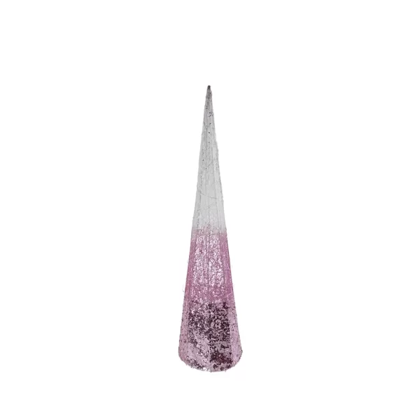 Shiny cone, jelka, svetlucava, roze, LED, 60cm