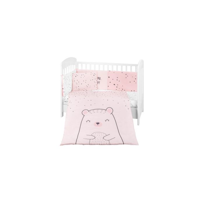 KikkaBoo posteljina sa ogradicom 6 pcs 60/120 Bear with Me pink