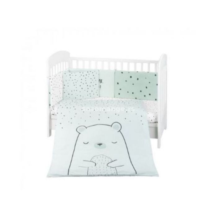 KikkaBoo posteljina sa ogradicom 6 pcs 60/120 Bear with Me mint