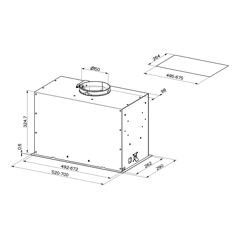 Faber ugradni aspirator INKA LUX EVO BK MATT A70