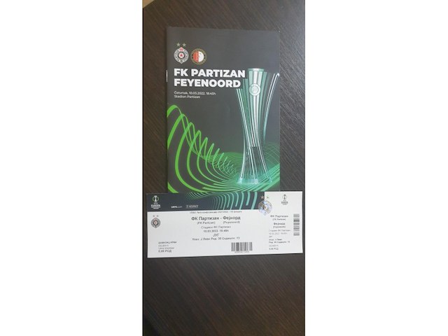 Partizan-Feyenoord 10.3.2022 program i ulaznica