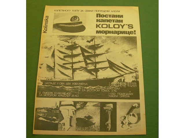 Koloy`s (Koloys) Kolinska Ljubljana, novinska reklama