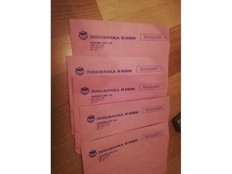 JUGOBANKA DD BEOGRAD 5 ORIGINALNIH KOVERTI