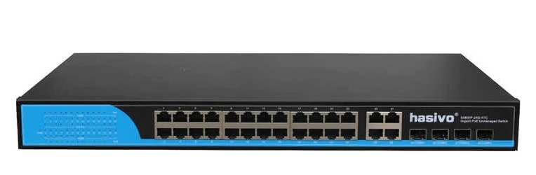 Hasivo S5800P-24G-4TC-BT-800W PoE++ svič 24 gigabit portova 10/100/1000Mb/s + 4 RJ45 / SFP, high power 802.3af/at/bt, do 90W po portu, 6KV prenaponske zaštite, interno napajanje 100-240V AC / 50-6...