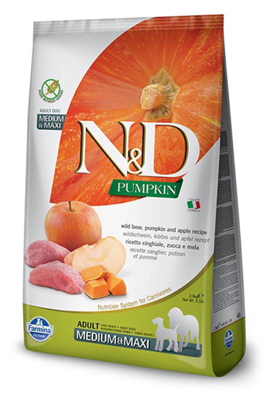 N&D Pumpkin Dog Adult M&L Boar&Apple 2.5kg