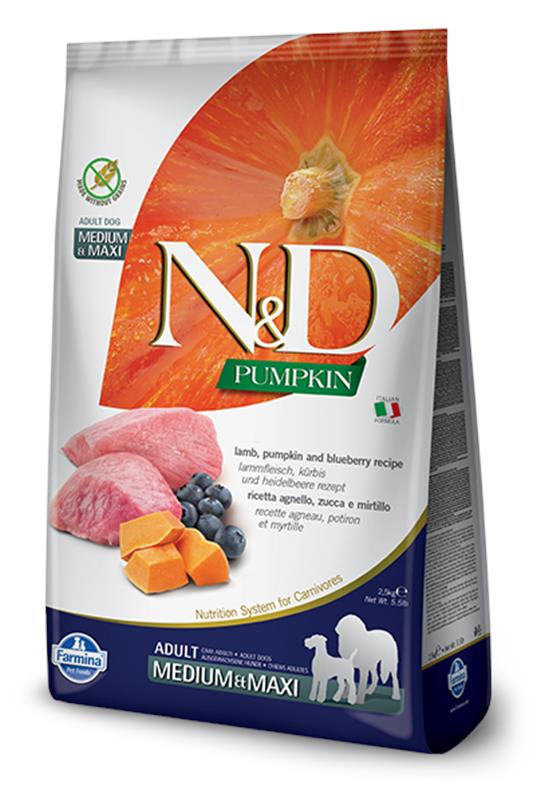 N&D Pumpkin Dog Adult M&L Lamb&Bluberry 2.5kg