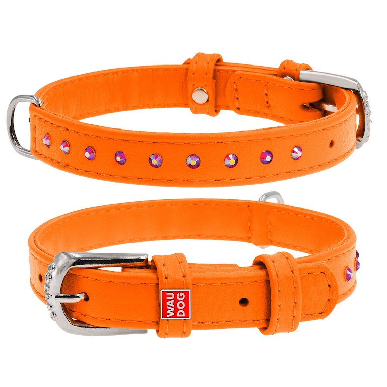 Wau Dog Ogrlica Glamour Oranž Decor 27-36cm/15mm