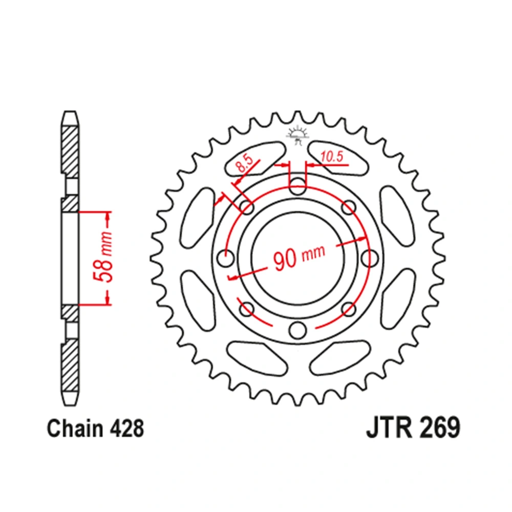 Zadnji lančanik JT JTR269-51 Sprint Pulser 200 51 zub