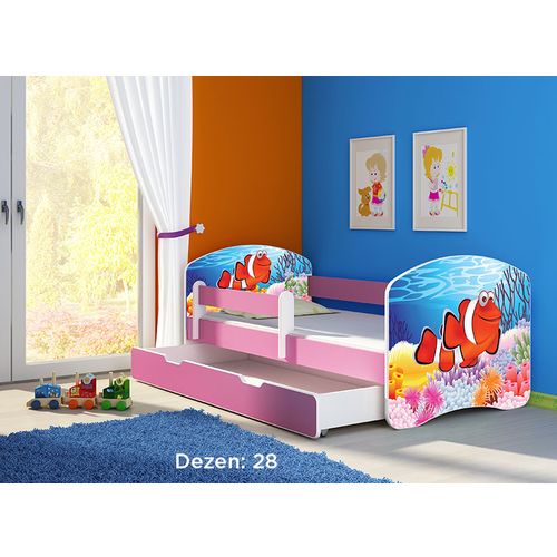 Deciji krevet ACMA II 140x70 F + dusek 6 cm PINK28