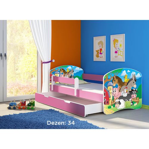 Deciji krevet ACMA II 140x70 F + dusek 6 cm PINK34