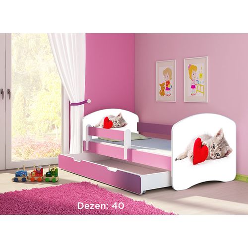 Deciji krevet ACMA II 140x70 F + dusek 6 cm PINK40