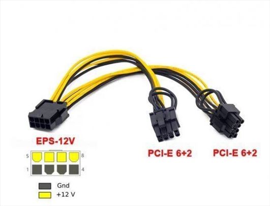 PCIE Kabl račva sa 8 pina na 2x8 pina (6+2 pina)