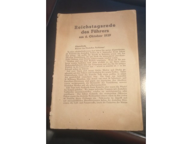REICHSTAGSREDE DES FUEHRERS AM 6. OKTOBER 1939 (SS)