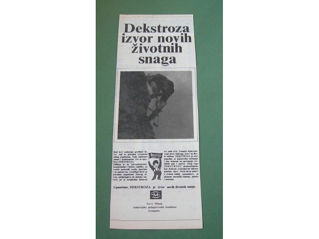 Dekstroza Servo Mihalj Zrenjanin, novinska reklama L.