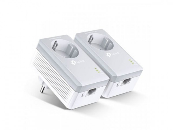 TP-LINK Powerline adapter AV600 600Mbps,1xRJ45,dodatna str.utičnica,HomePlug AV(duplo pak.) 300m