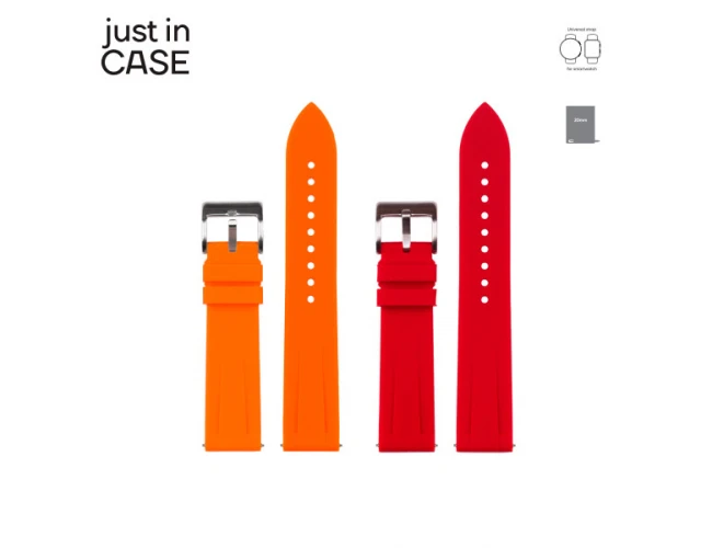 Just In Case 2u1 20mm crvena silikonska+narandžasta silikonska zamenska narukvica za pametni sat