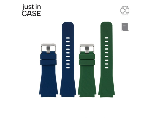 Just In Case 2u1 22mm plava silikonska+zelena silikonska zamenska narukvica za pametni sat