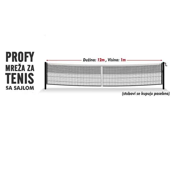 Mreža za tenis PROFY sa sajlom visine – 1m