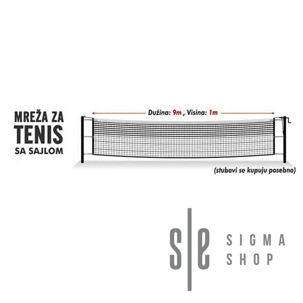 Mreža za tenis sa sajlom visine – 1m