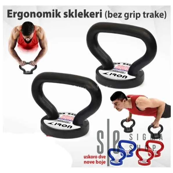 Ergonomik sklekeri (par) bez grip trake na rukohvatu