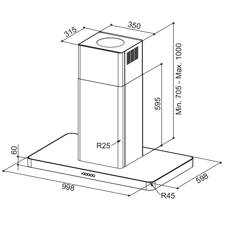 Faber ostrvski aspirator T-LIGHT ISOLA EV8+ X A100