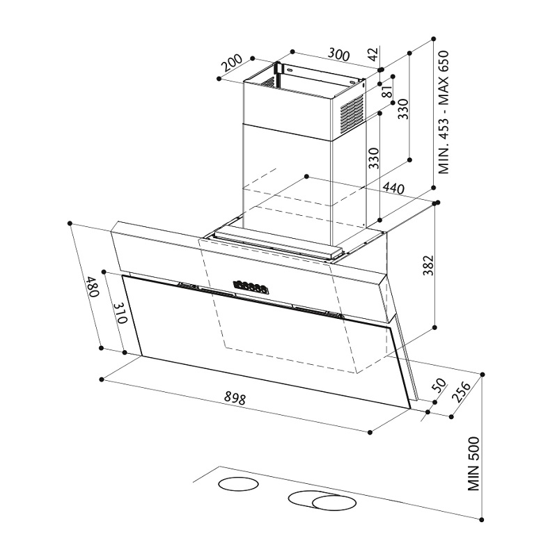 Faber dekorativni aspirator ONYX-V X/V A90