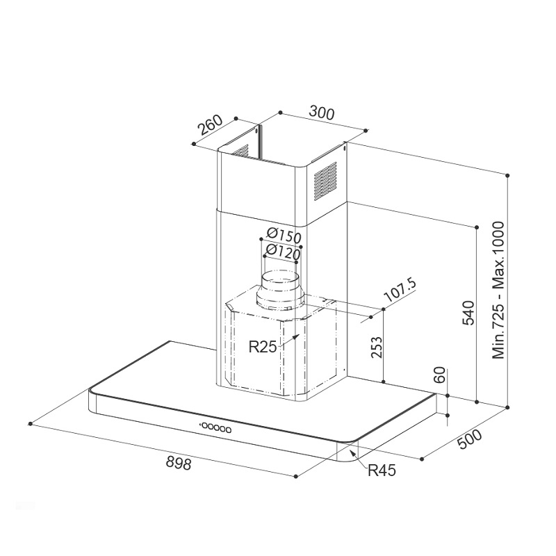 Faber dekorativni aspirator T-LIGHT EV8+ X A90