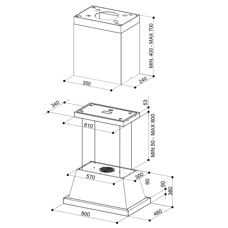 Faber rustični aspirator THEA ISOLA EV8 DG MATT A80 SC