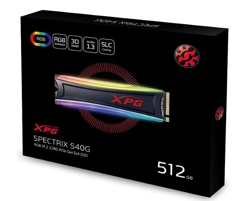 512GB M.2 PCIe Gen3 x4 XPG SPECTRIX S40G RGB AS40G-512GT-C SSD