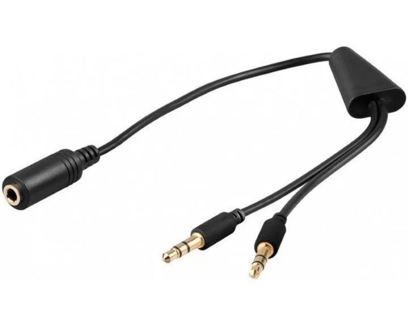 Adapter Audio 3.5mm stereo (F) – 2x 3.5mm stereo (M)