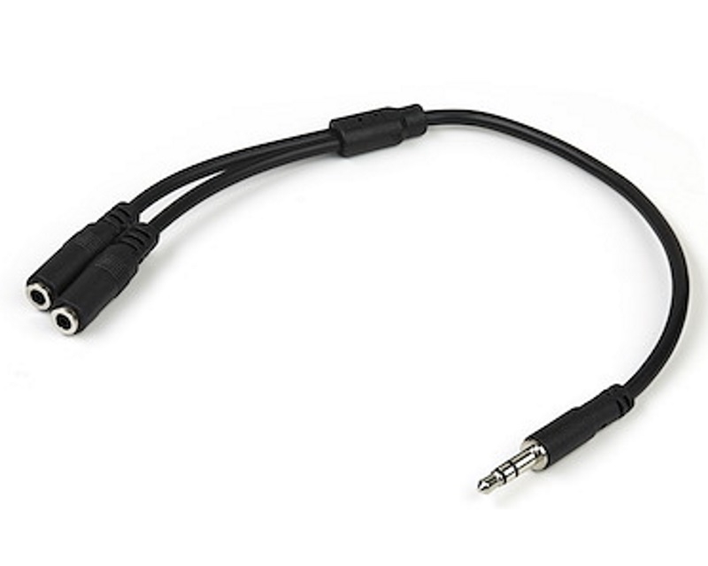 Adapter Audio 3.5mm stereo (M) – 2x 3.5mm stereo (F)