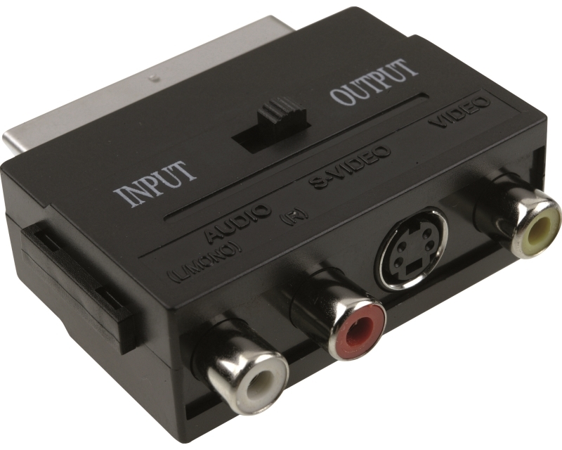 Adapter Scart – 3xRCA + S-Video crni