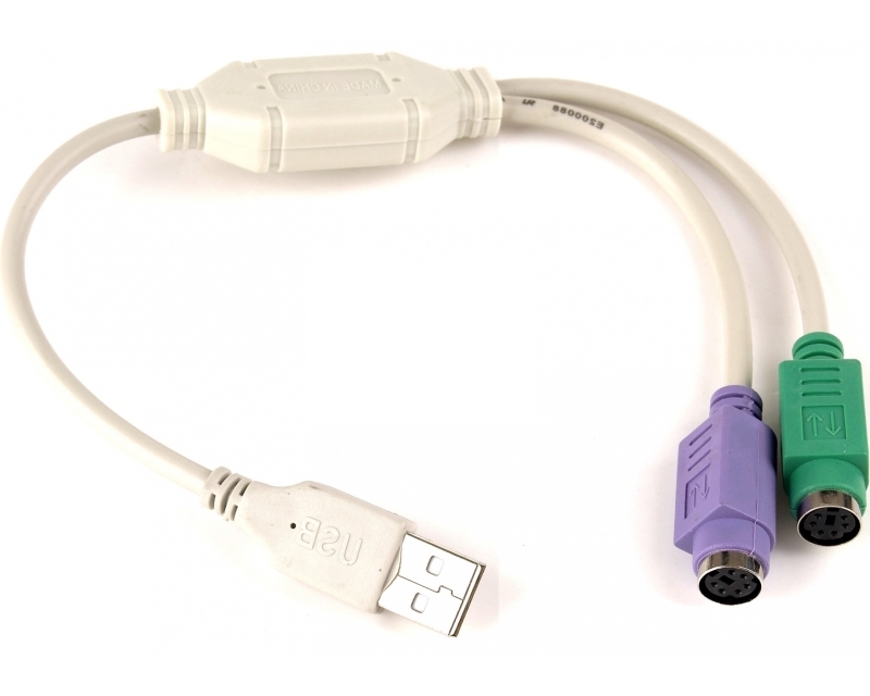 Adapter USB (M) – 2xPS/2 za miša i tastaturu (F) beli
