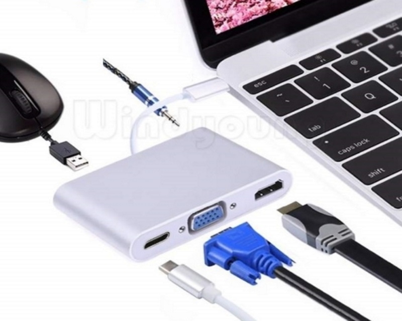 Adapter-konvertor USB 3.1 TIP C na HDMI VGA AUDIO 3.5mm 3.1 TIP C USB 3.0