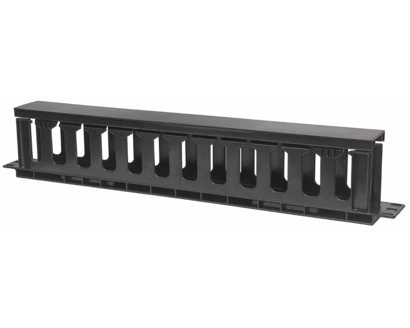 Cable Management Panel 19″ 1U with cover crni