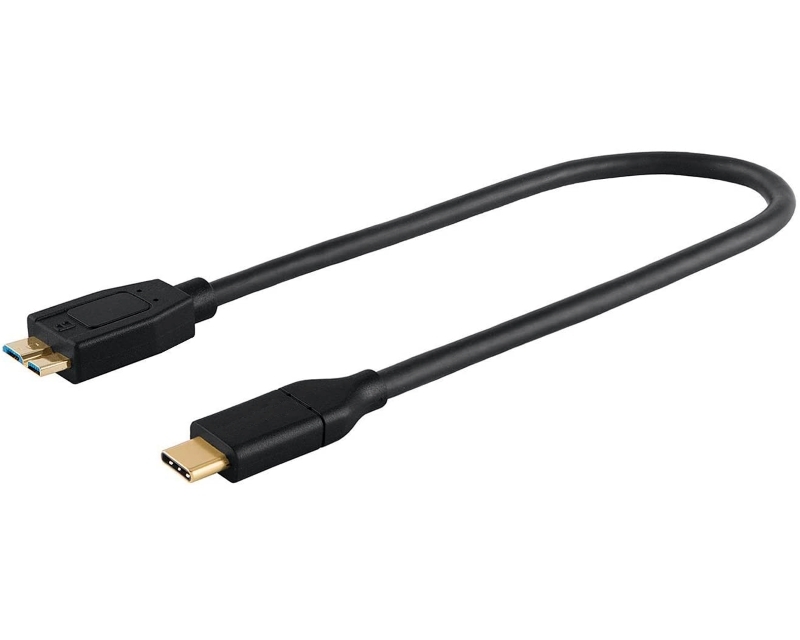 Kabl USB Type C – USB 3.0/USB Type B 30cm crni